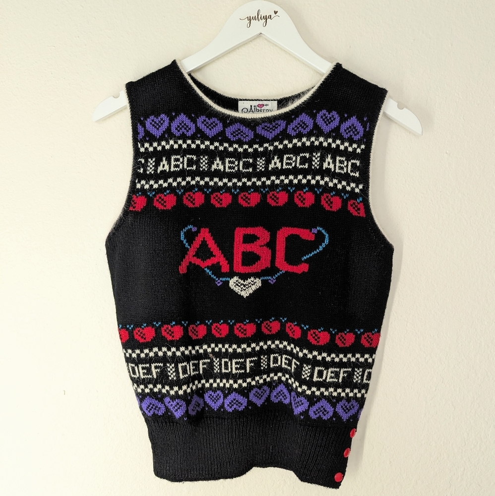 Vintage Alberoy Sweater Vest Abcs Alphabet Cross Stit… - Gem